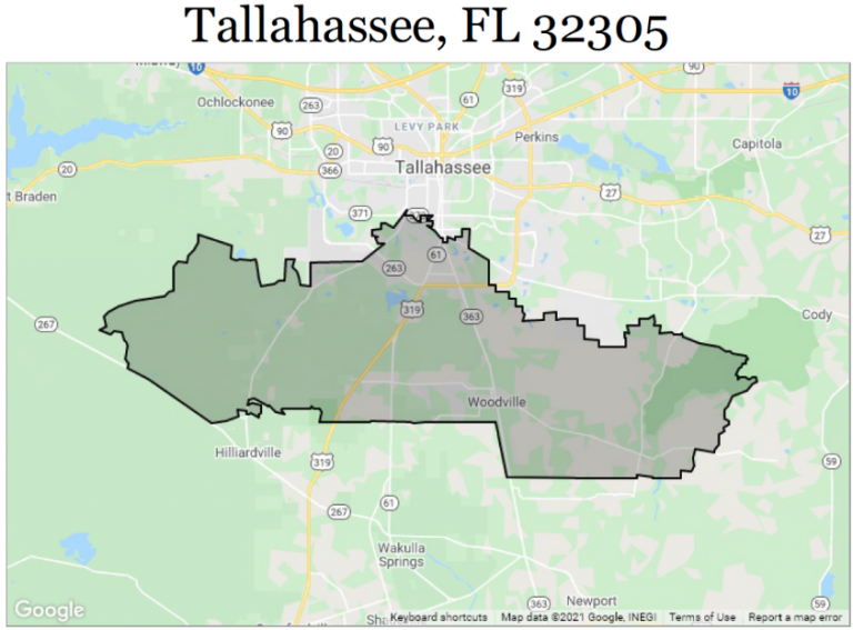 Tallahassee zip code 32305 - Rural Tallahassee and Woodville